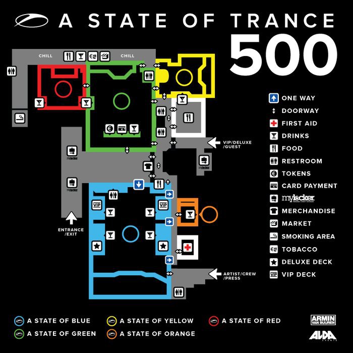 ASOT 500 in Den Bosch (Brabanthallen) – Lageplan und Line Up